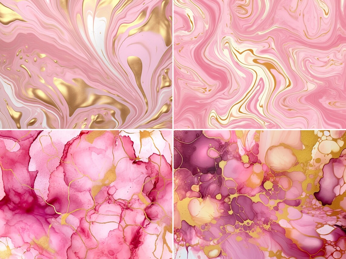 Pink and Gold Marble Digital Paper | Marble Look | Alcohol Ink ...