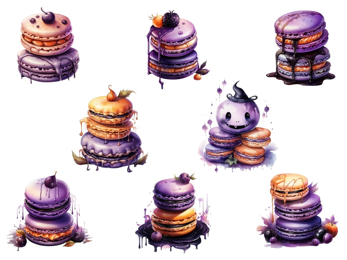 Watercolor Halloween Macron Clipart | Macaron PNG | Halloween PNG ...