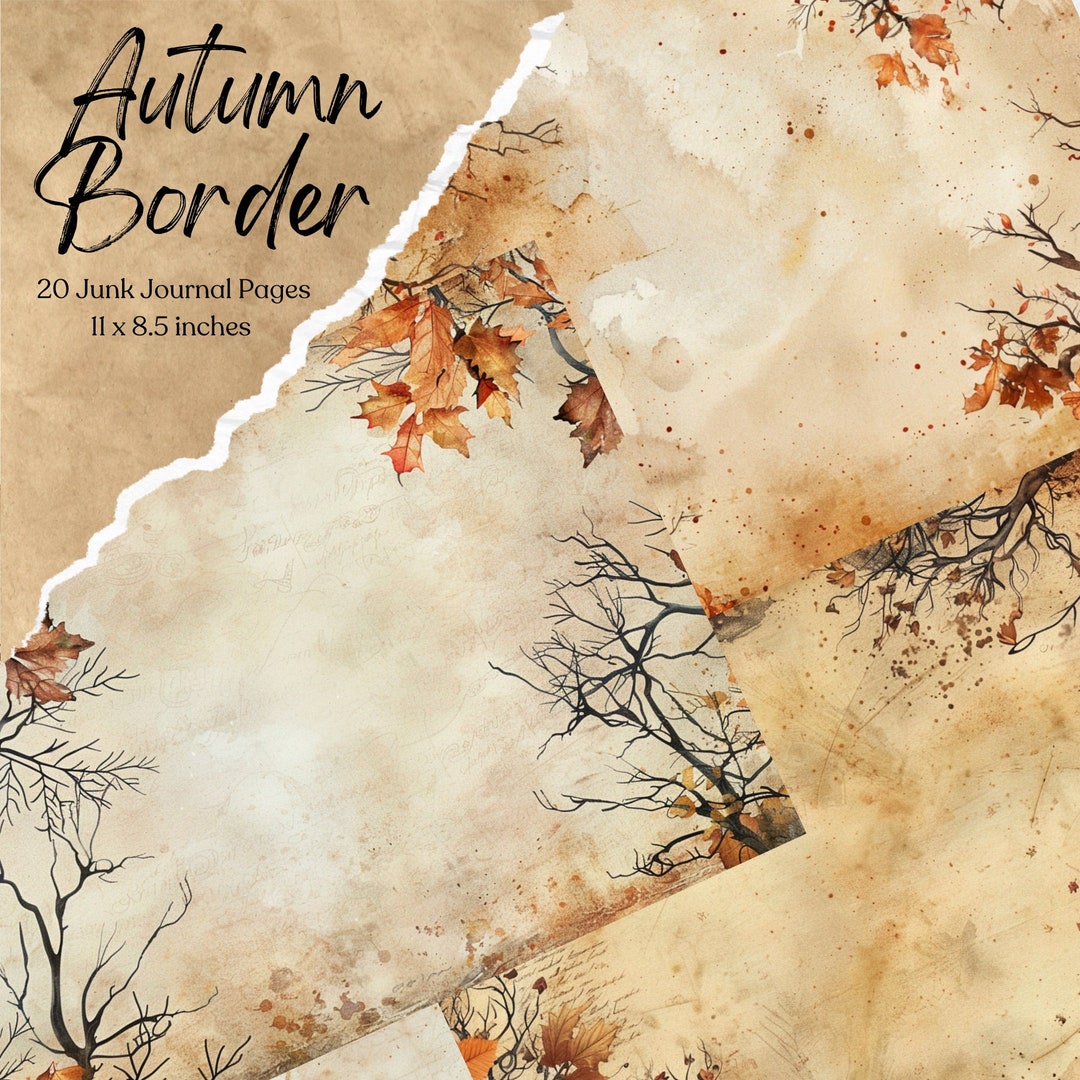 Autumn Border Junk Journal Pages Digital Fall Scrapbook Paper Printable ...
