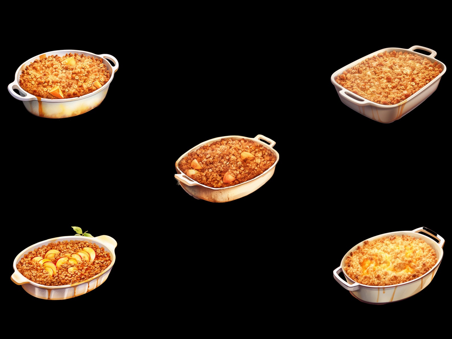 Watercolor Apple Crumble Clipart Bundle Dessert PNG Food Clipart ...