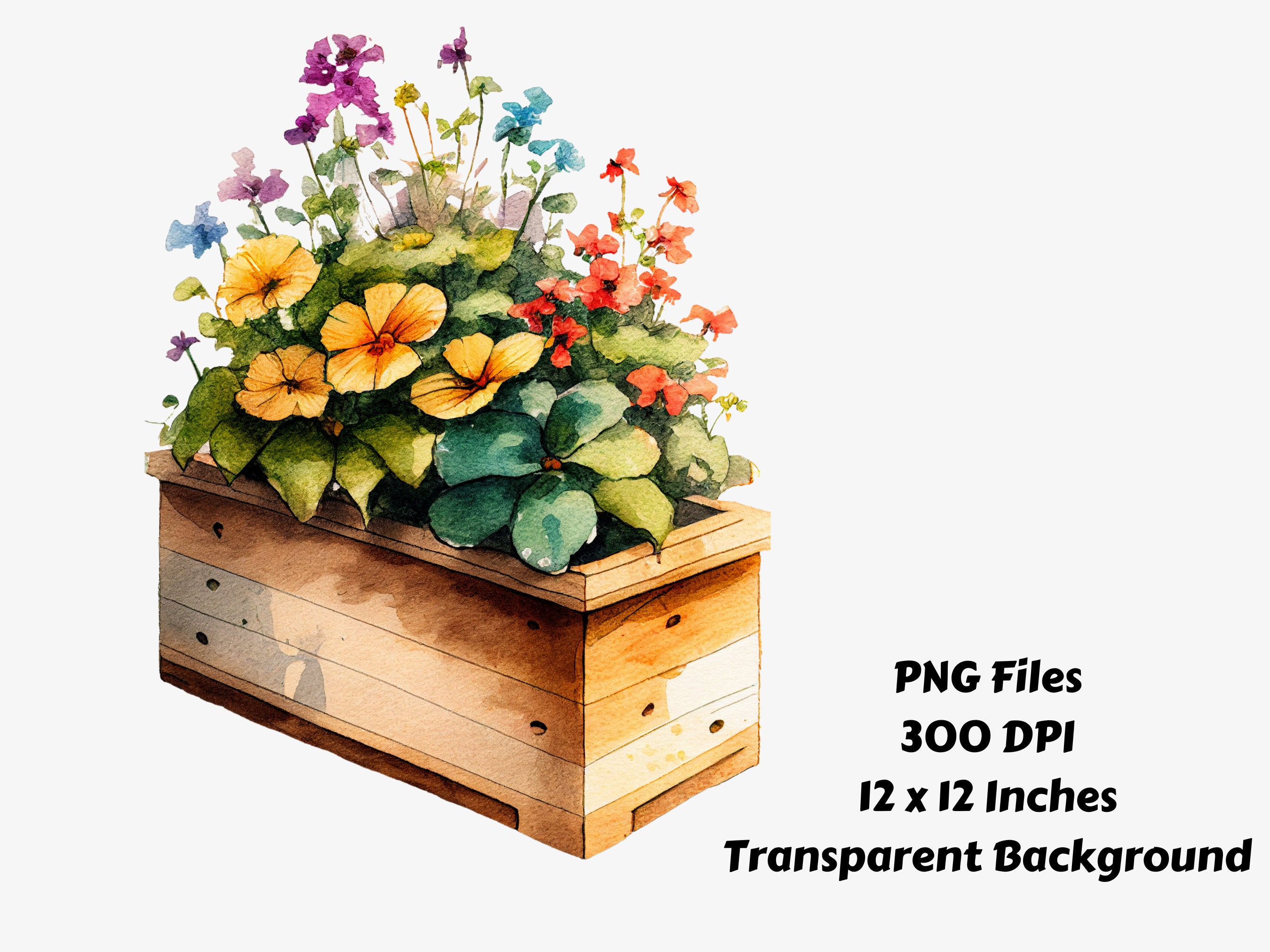 Watercolor Planter Box Clipart Bundle Planter Box Digital Images ...