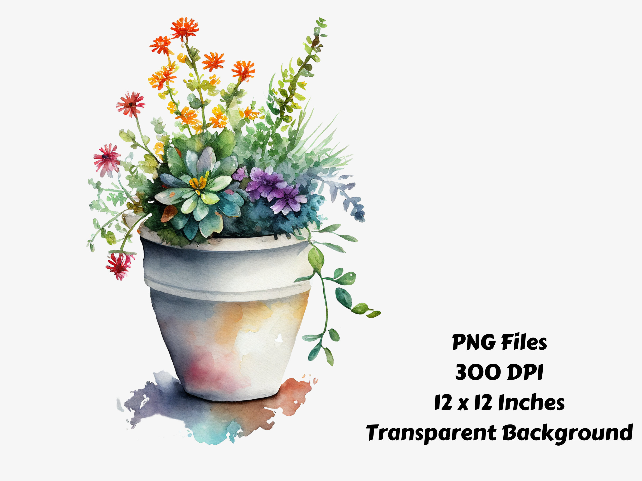 Watercolor Pot Plant Clipart Bundle Pot Plant Digital Images Pot Plant ...