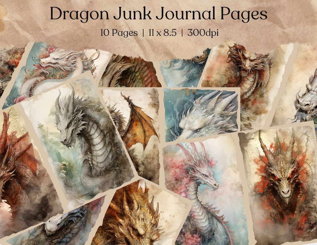 Dragon Junk Journal Kit| Fantasy Journal Pages | Printable Collage ...