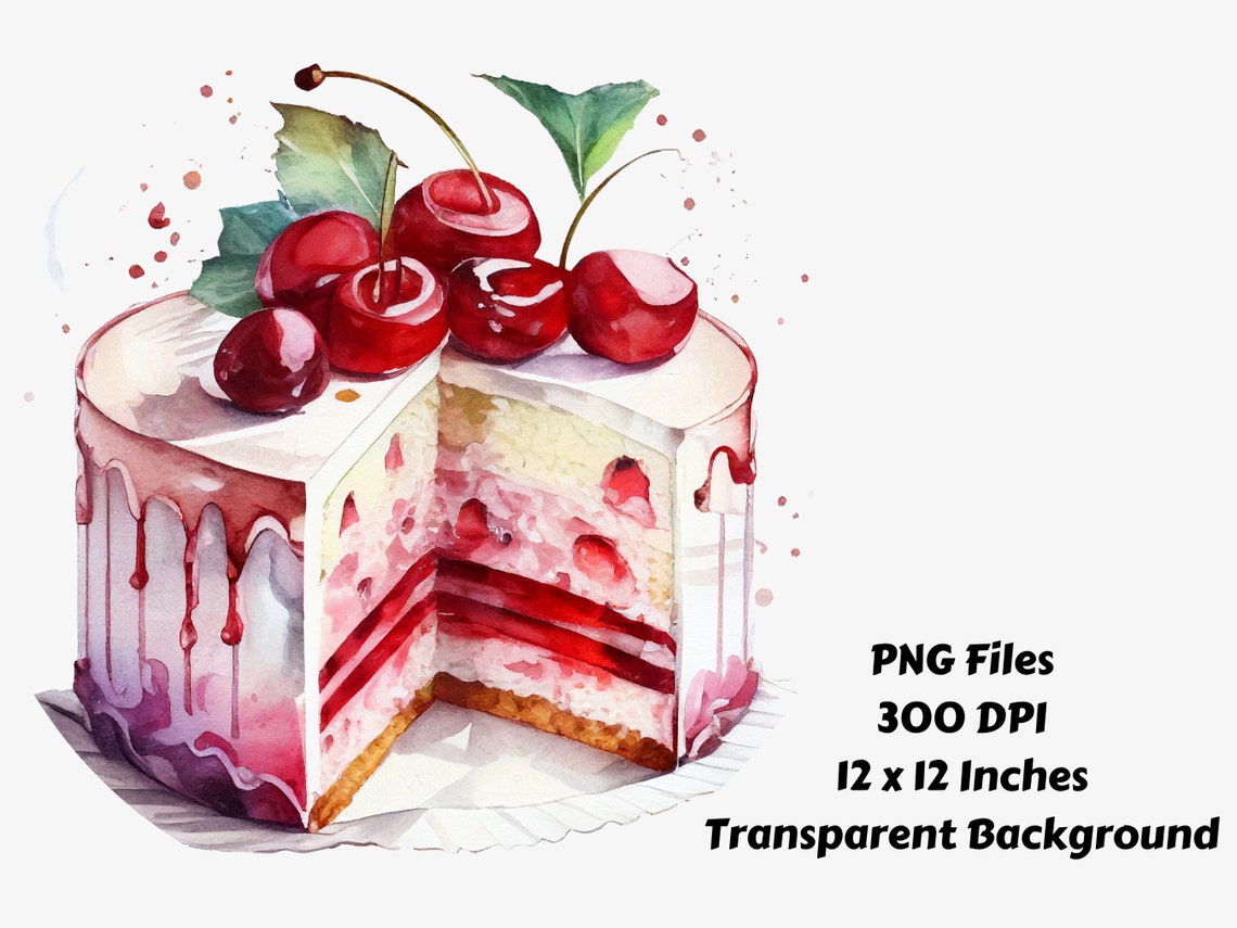 Watercolor Cherry Clipart Bundle Cherry Digital Images Cherry Graphics ...