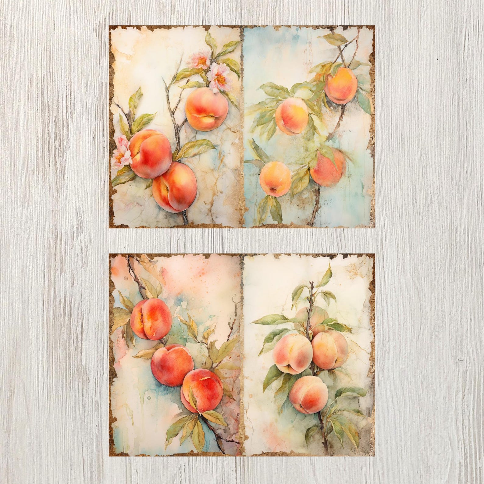 Peach Junk Journal Pages Printable Vintage Paper Craft Paper for ...