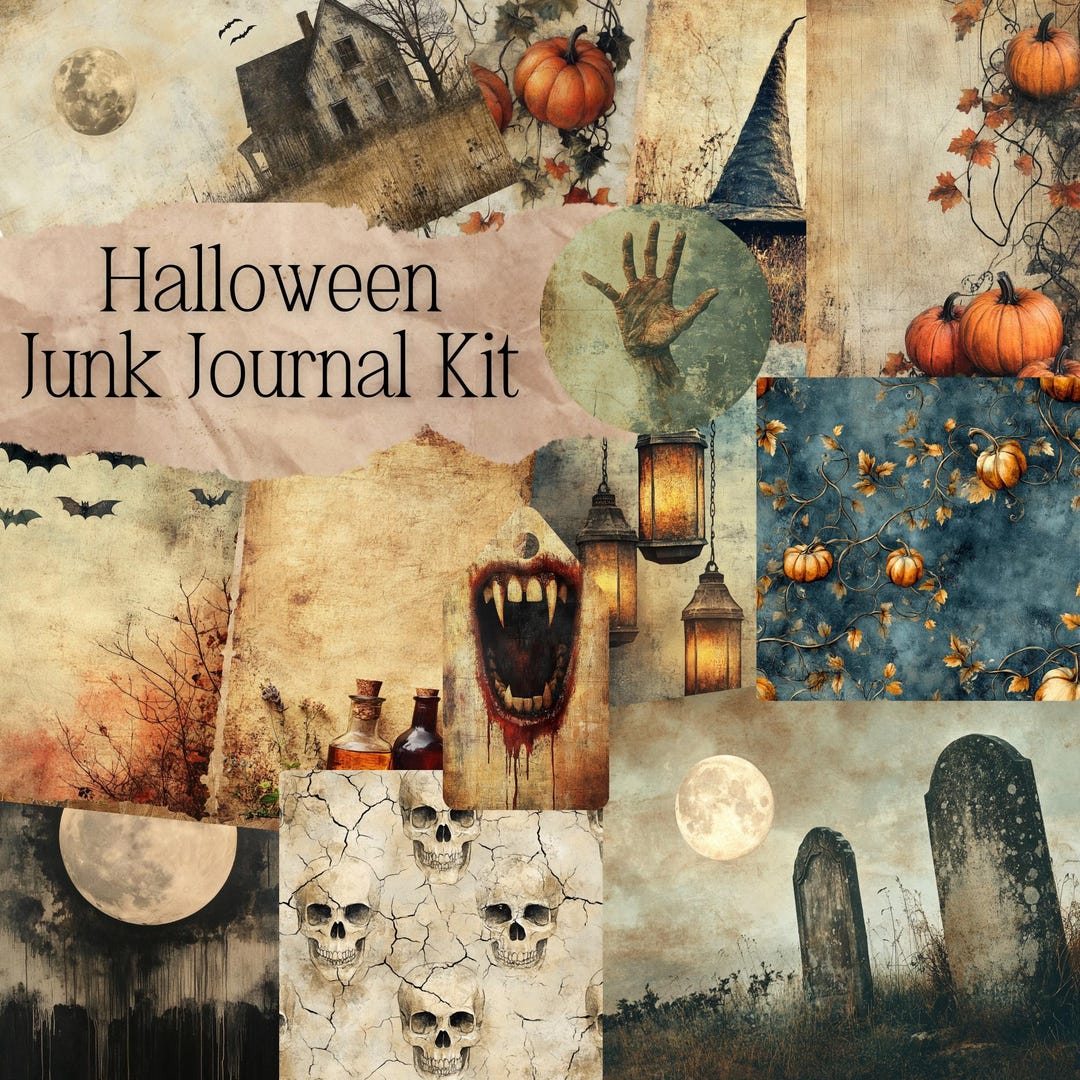 Halloween Junk Journal Kit Spooky Junk Journal Page Goth Journal ...