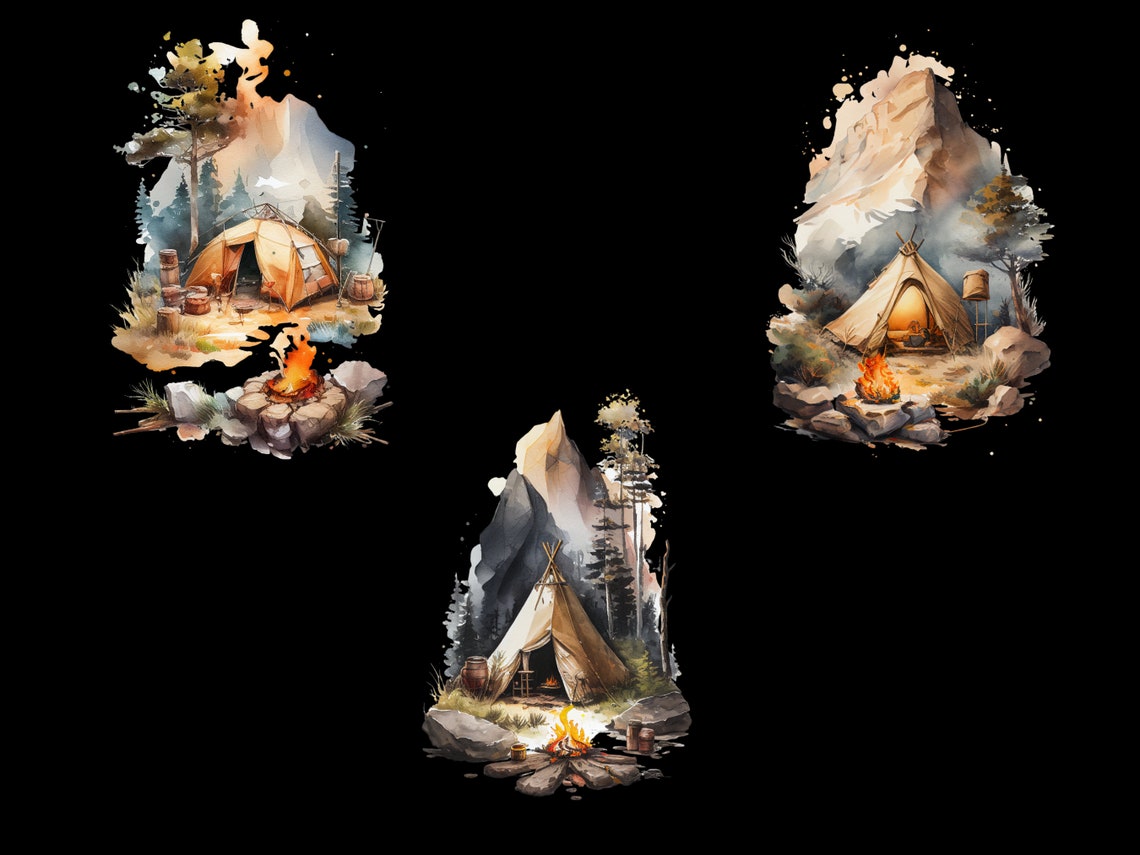 Watercolor Camping Clipart Bundle Camping Digital Images Camping ...