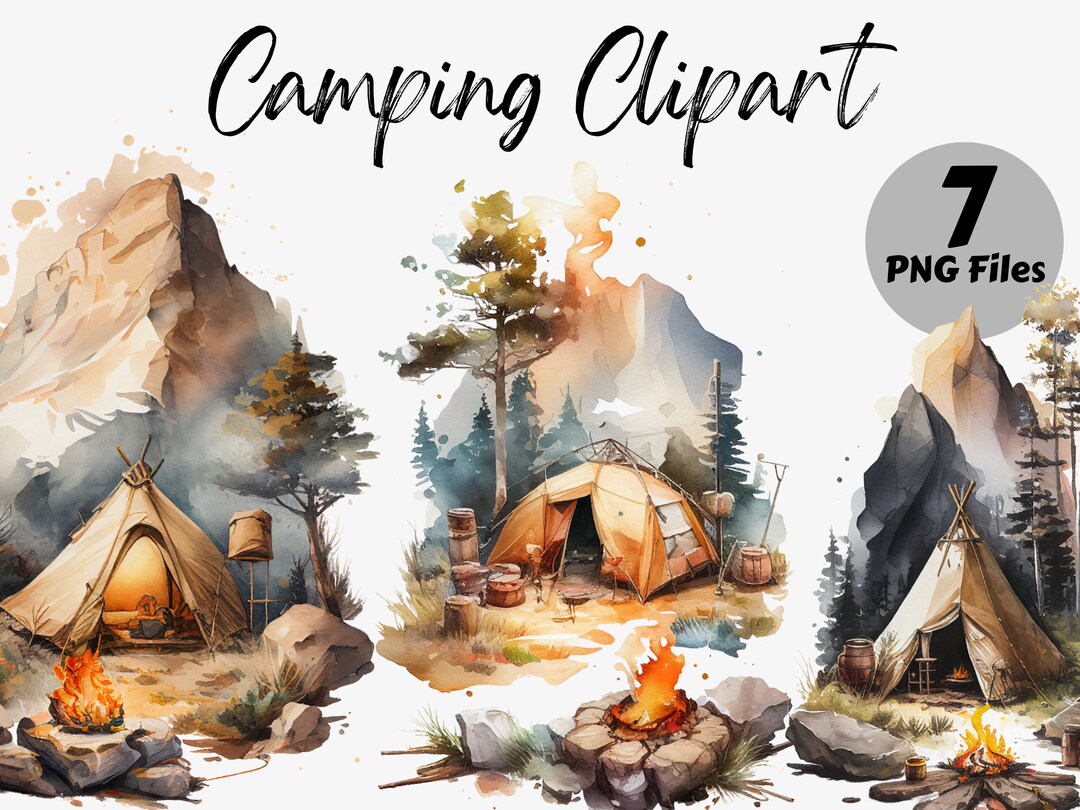 Watercolor Camping Clipart Bundle | Camping Digital Images | Camping ...