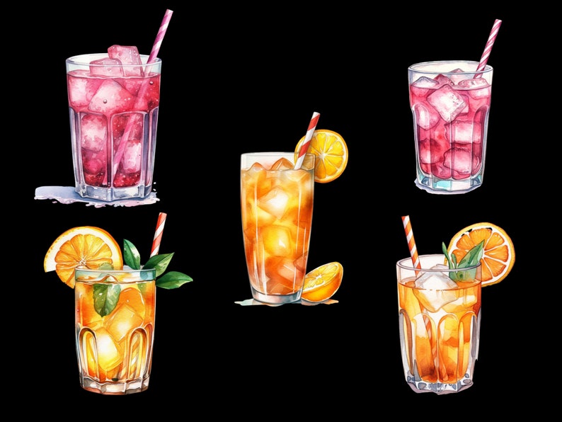 Watercolor Soda Clipart Bundle Soda PNG Soda Graphics Summer Drink PNG ...