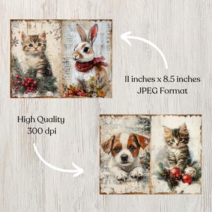 Christmas Pet Junk Journal Page Bundle Printable Cat Scrapbook Paper ...