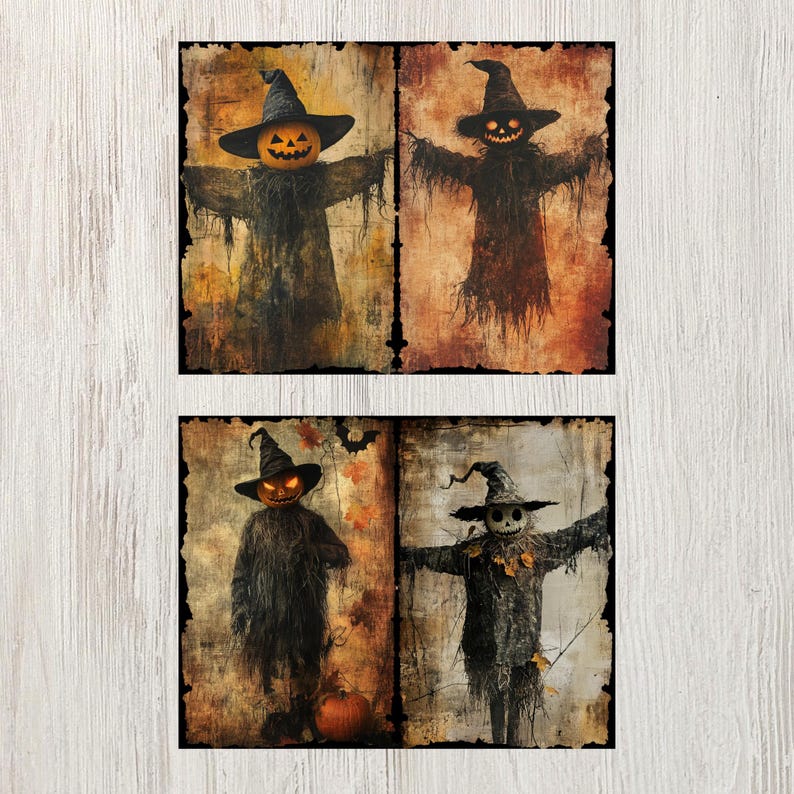 Scarecrow Junk Journal Pages Digital Halloween Scrapbook Paper Kit ...