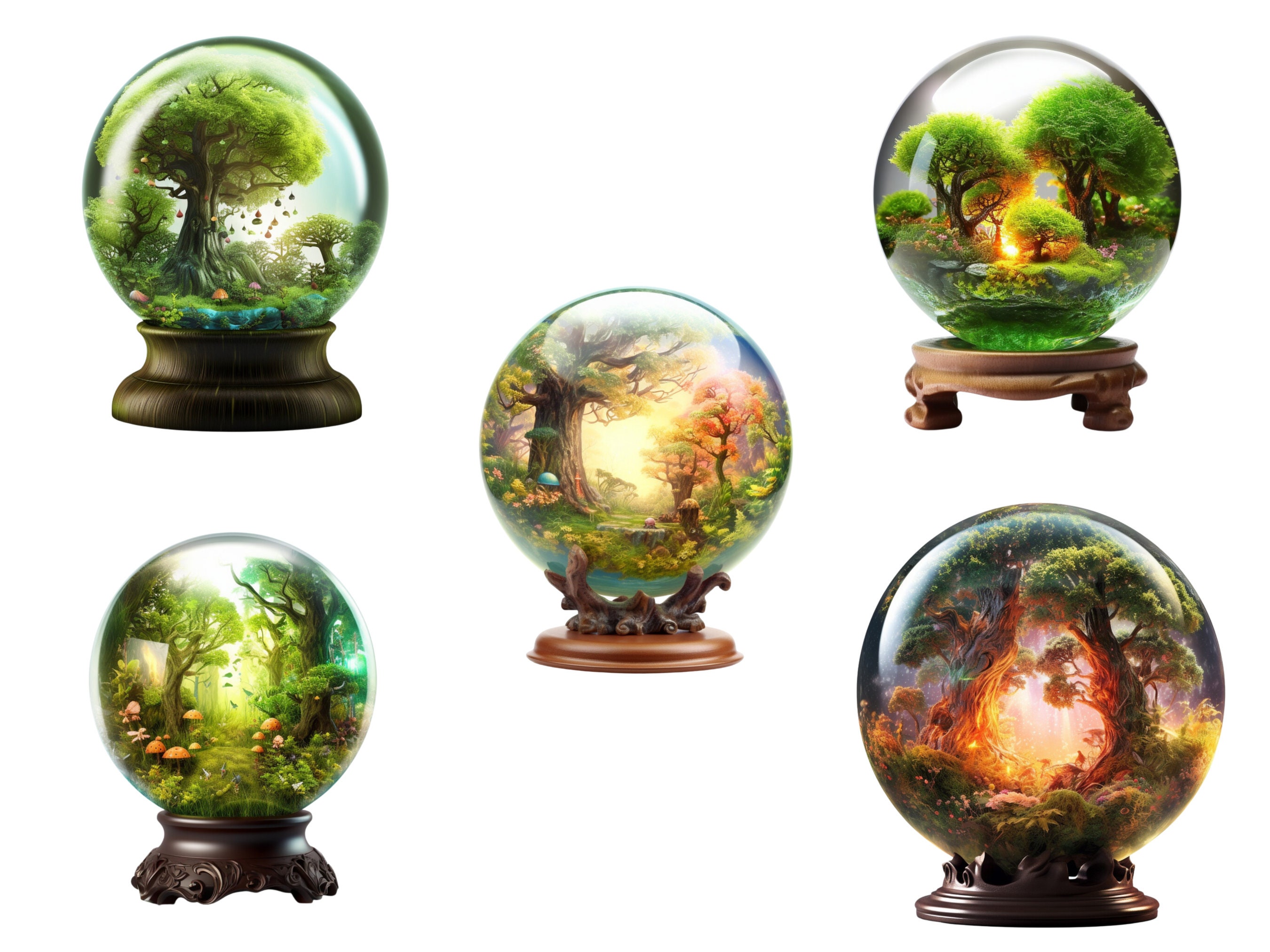 Watercolor Globe Forest Clipart Bundle Globe Graphics Globe Forest PNG ...