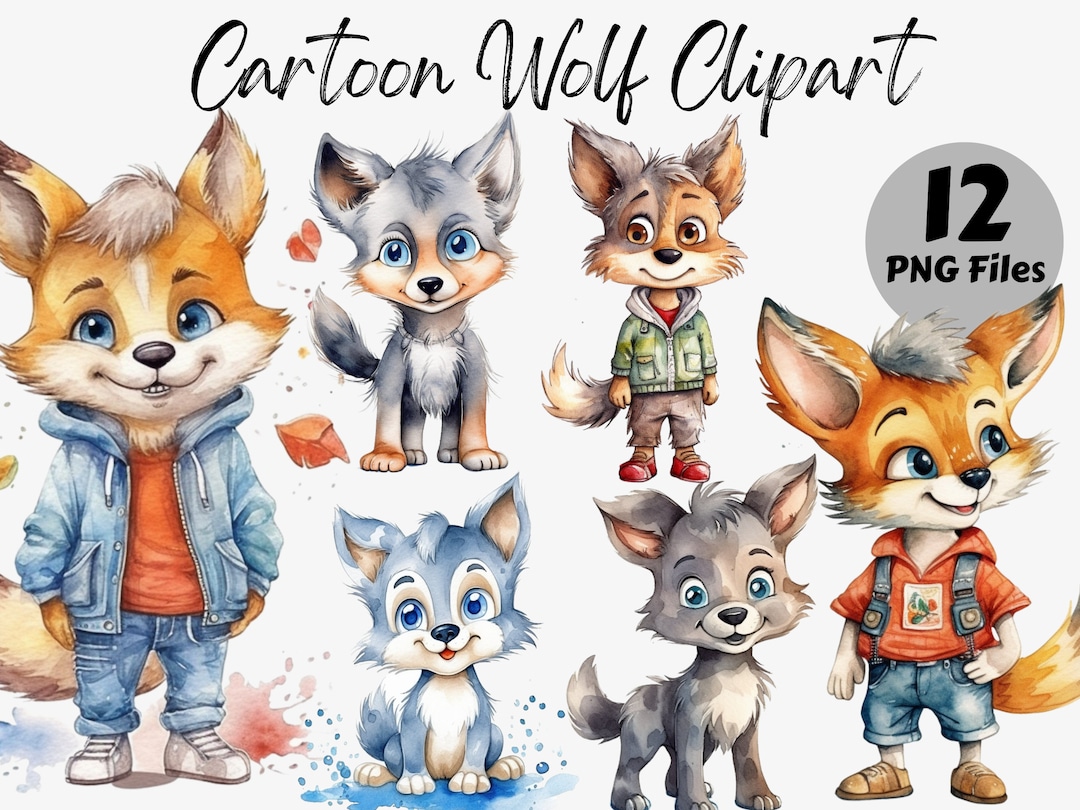 Watercolor Wolf Clipart Bundle | Wolf Digital Images | Wolf PNG ...