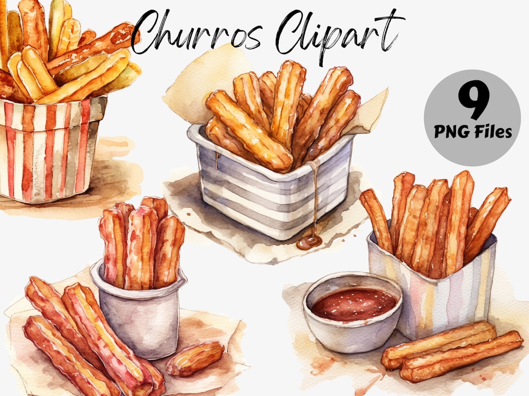 Watercolor Churros Clipart Bundle | Churros PNG | Fast Food Digital ...