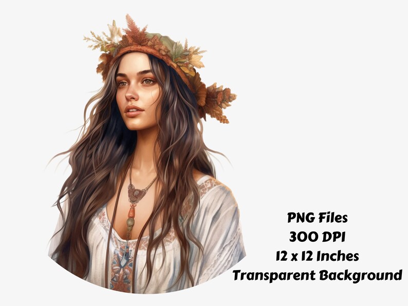 Watercolor Boho Lady PNG Clipart Bundle | Bohemian Lady | Bohemian ...