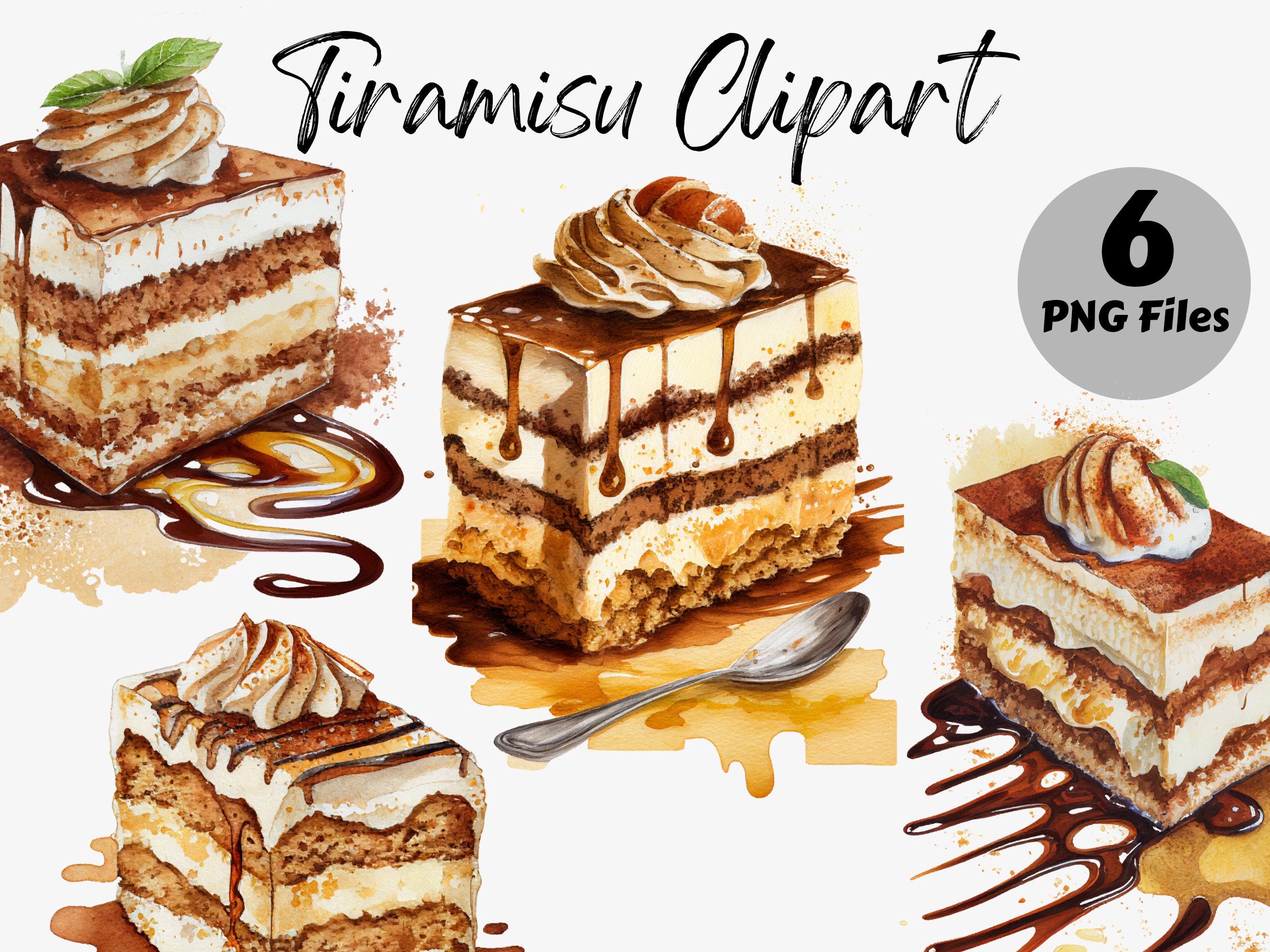 Watercolor Tiramisu Clipart Bundle | Tiramisu Digital Images | Tiramisu ...