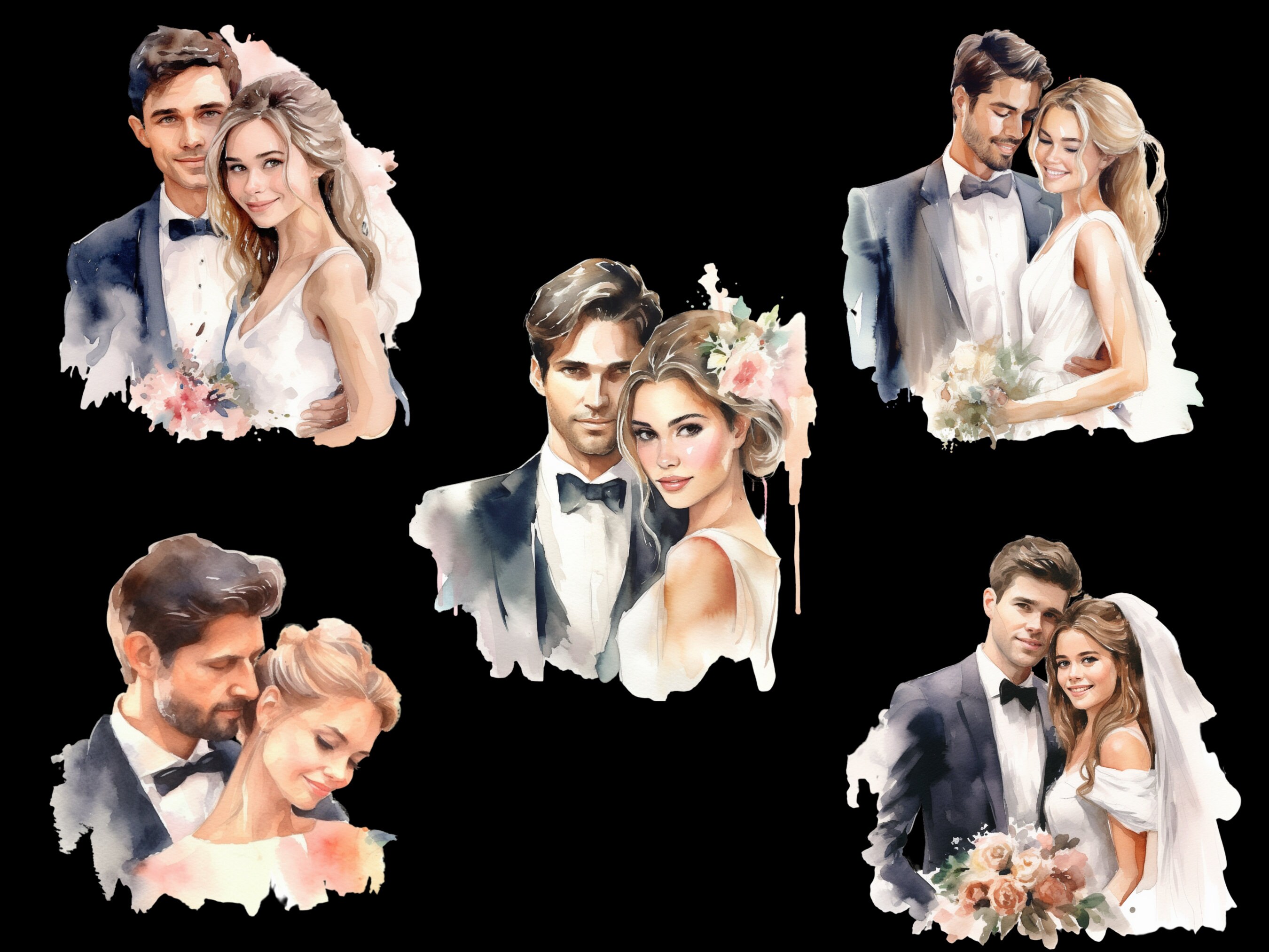 Bride and Groom Clipart Bundle Wedding Elements Bride and - Etsy