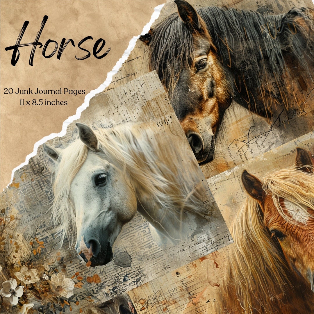 Horse Junk Journal Page Bundle | Animal | Printable Scrapbooking Pages ...