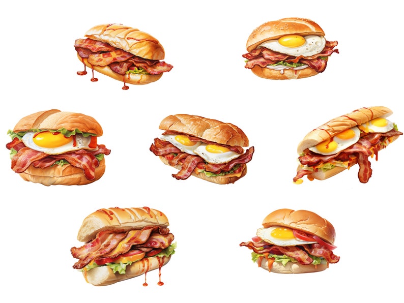 Bacon and Egg Roll Clipart Food PNG Bacon Roll Bacon Sandwich ...