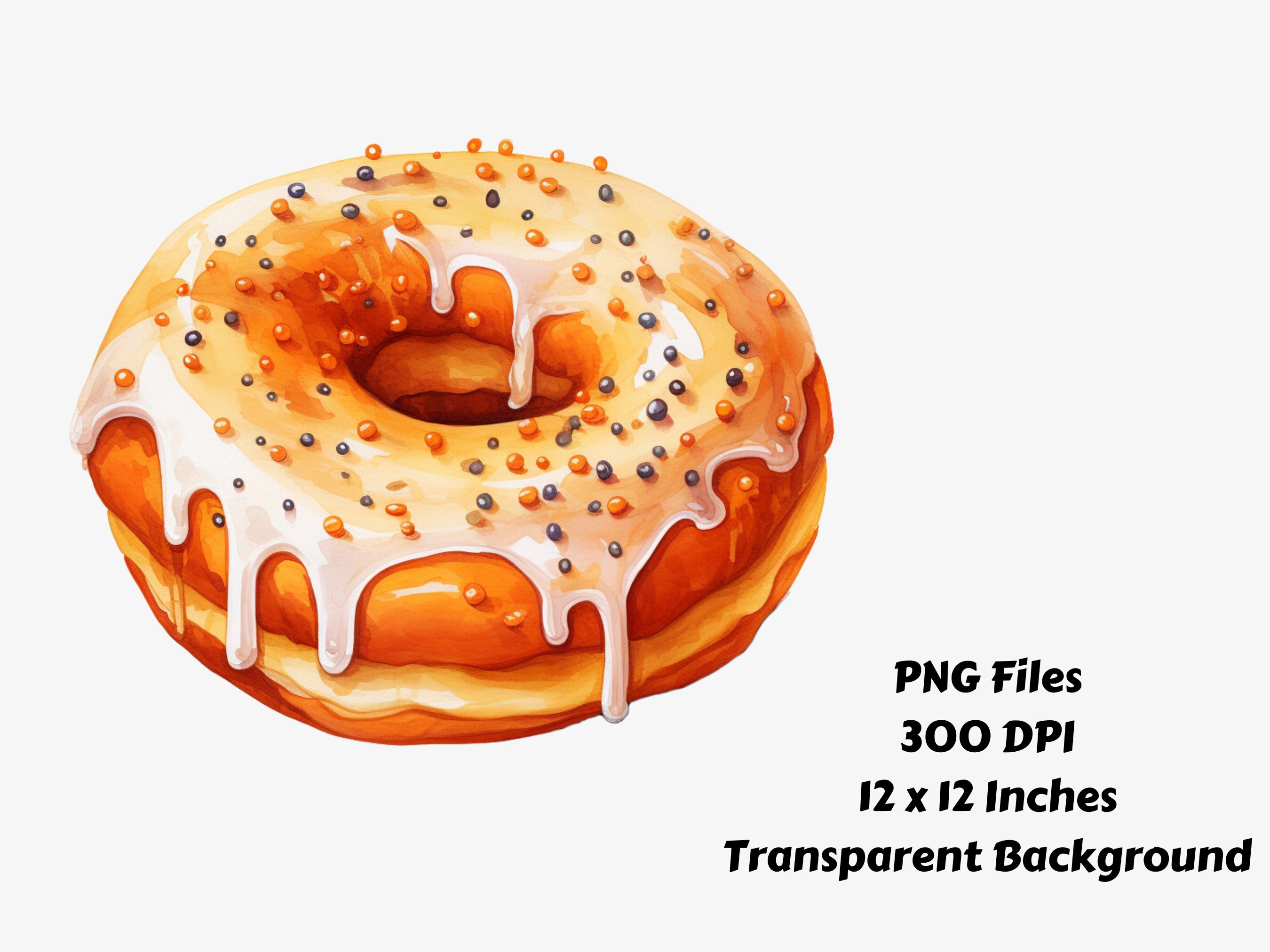 Watercolor Pumpkin Spiced Donut PNG Clipart Bundle Halloween Donuts ...