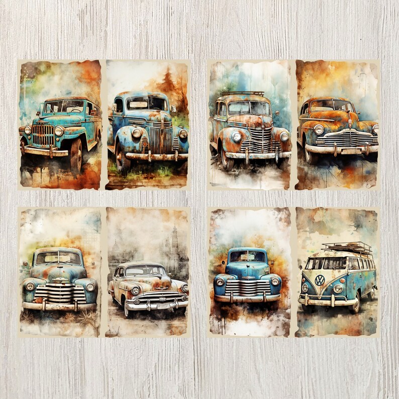 Vintage Vehicle Junk Journal Pages | Digital Scrapbook Paper ...