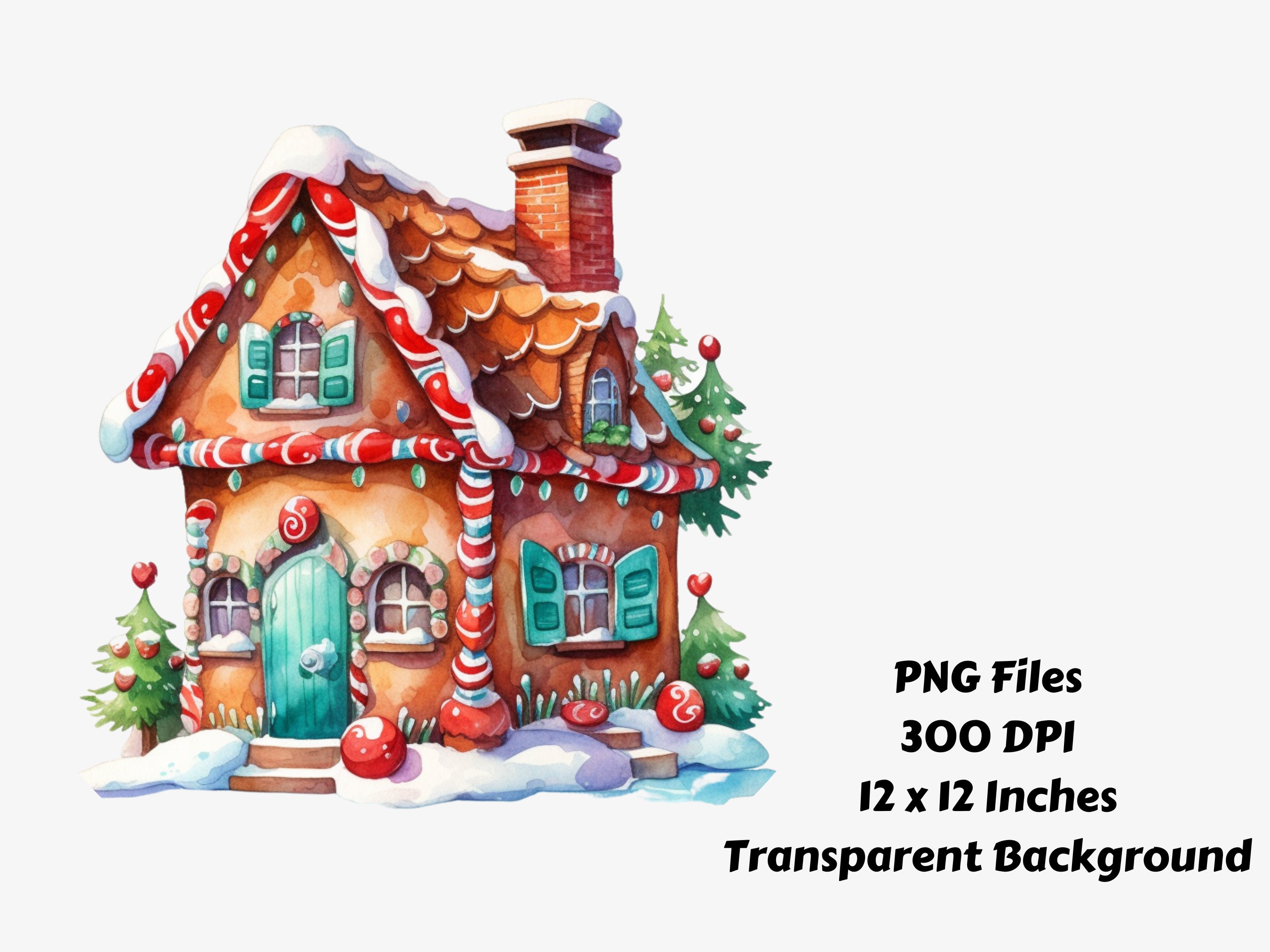 Watercolor Gingerbread House Clipart Bundle Gingerbread Graphics ...