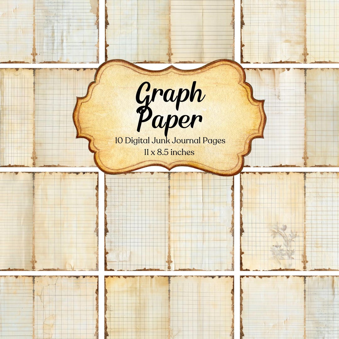 Graph Paper Junk Journal Printable Page Old Scrapbook Paper Kit Vintage ...