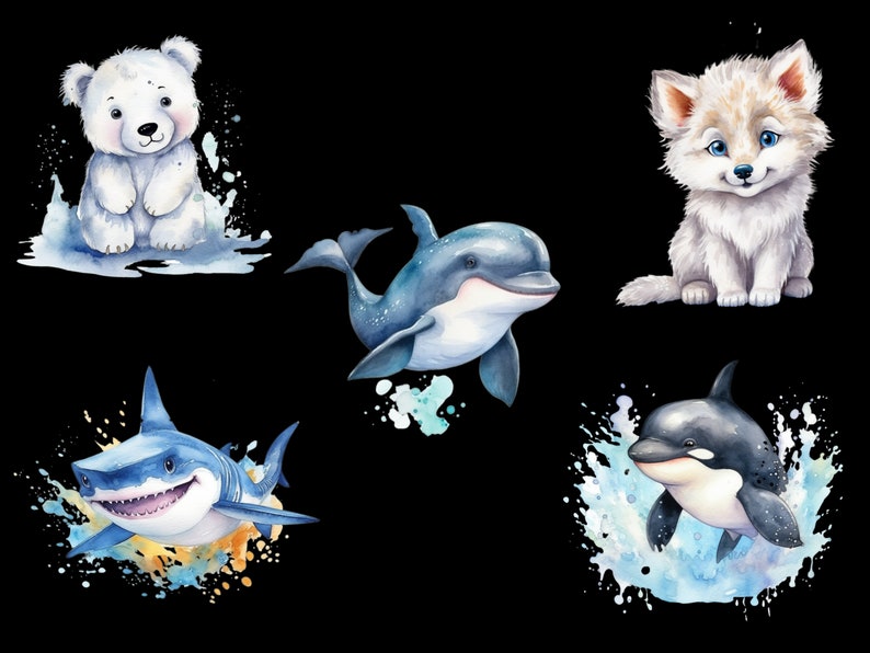 Watercolor Arctic Animals Clipart Bundle Arctic Animals Digital Images ...