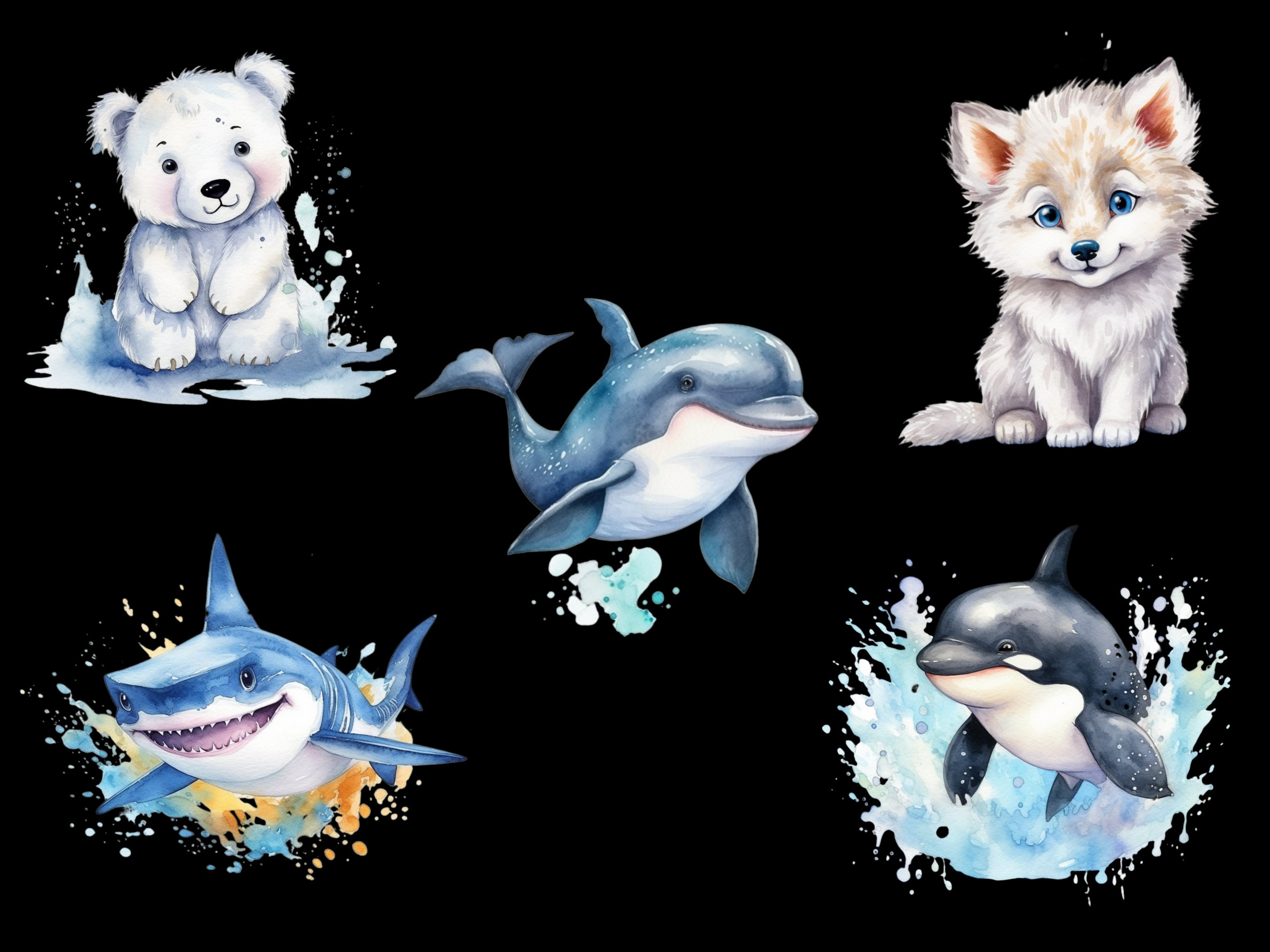 Watercolor Arctic Animals Clipart Bundle Arctic Animals Digital Images ...