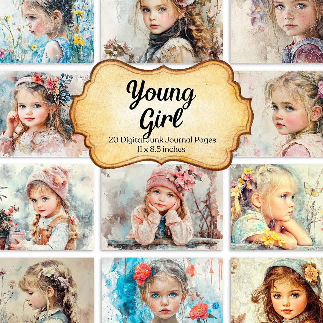 Young Girl Junk Journal Pages | Vintage Girl Printables | Digital ...