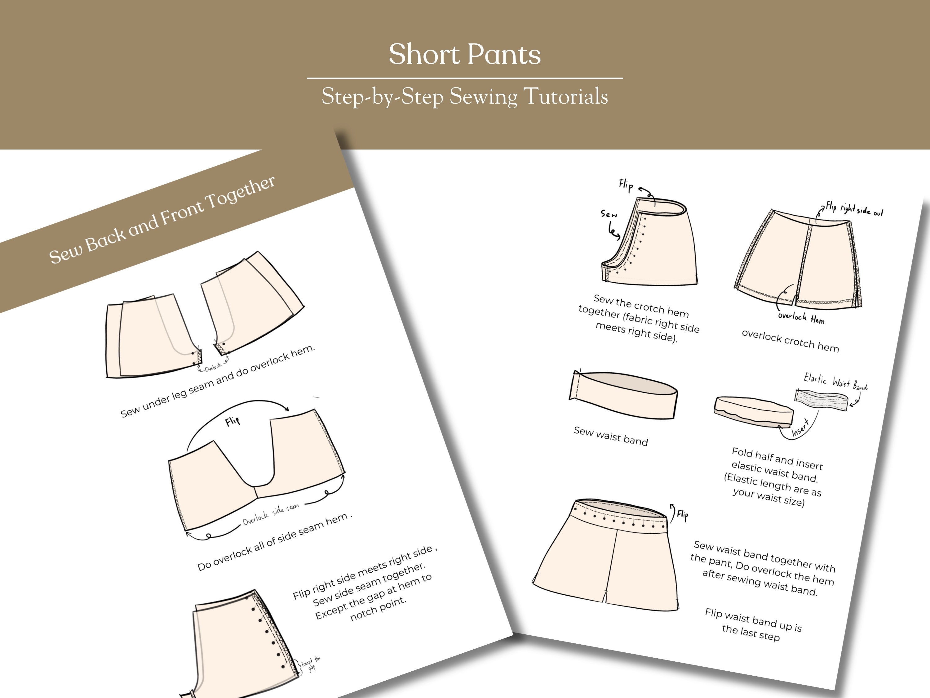 Booty Shorts Sewing Pattern , Elastic Waisted Shorts Sewing Pattern PDF ...