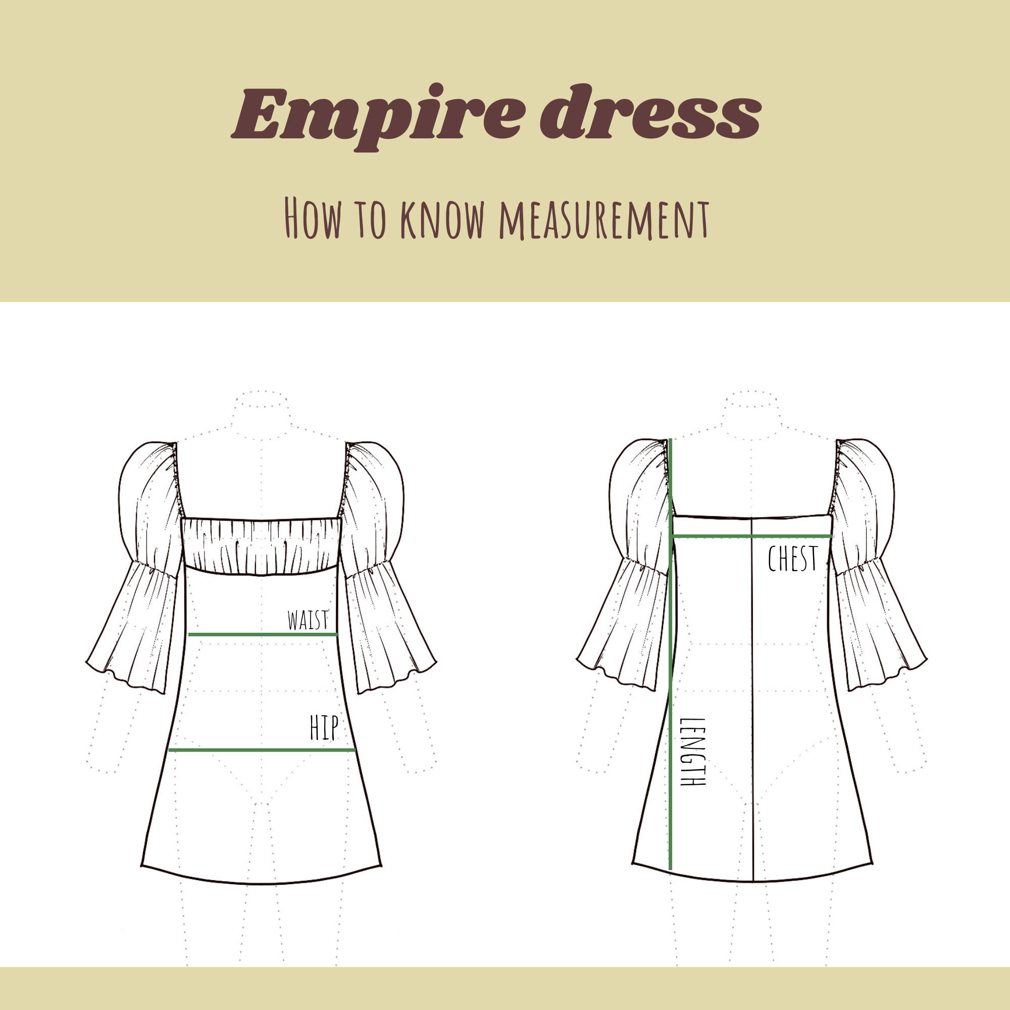 Empire Dress PDF Sewing Pattern Empire Waist Line Puff - Etsy Australia