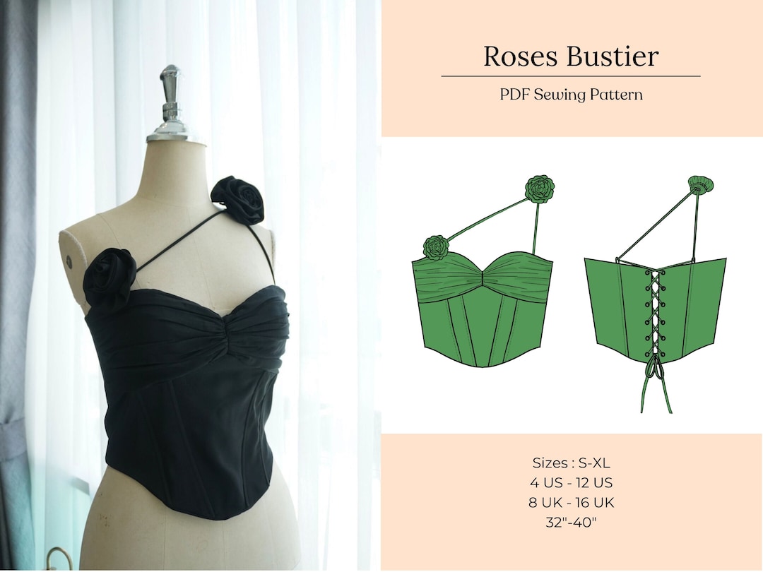 Sweet Heart Bustier Sewing Pattern , Triangle Bustier PDF Sewing ...