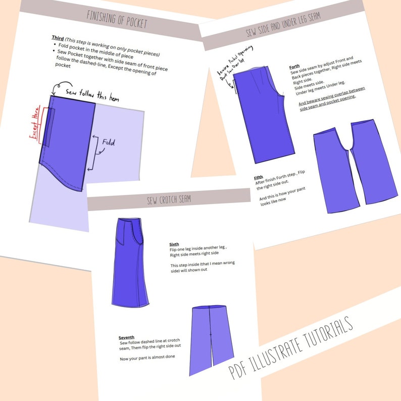 Wide Leg Pants Sewing Pattern , Pants Pattern , High Elastic Waisted ...