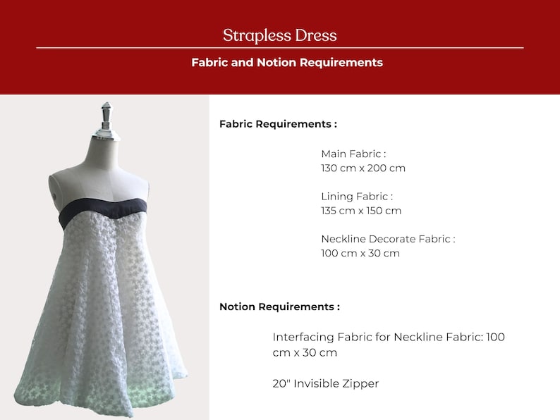 Strapless Mini Dress Sewing Pattern , Sweetheart Dress PDF Sewing ...