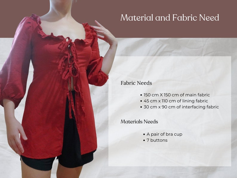 Tie Front Top PDF Sewing Pattern | Bow Tie Blouse Sewing Pattern ...