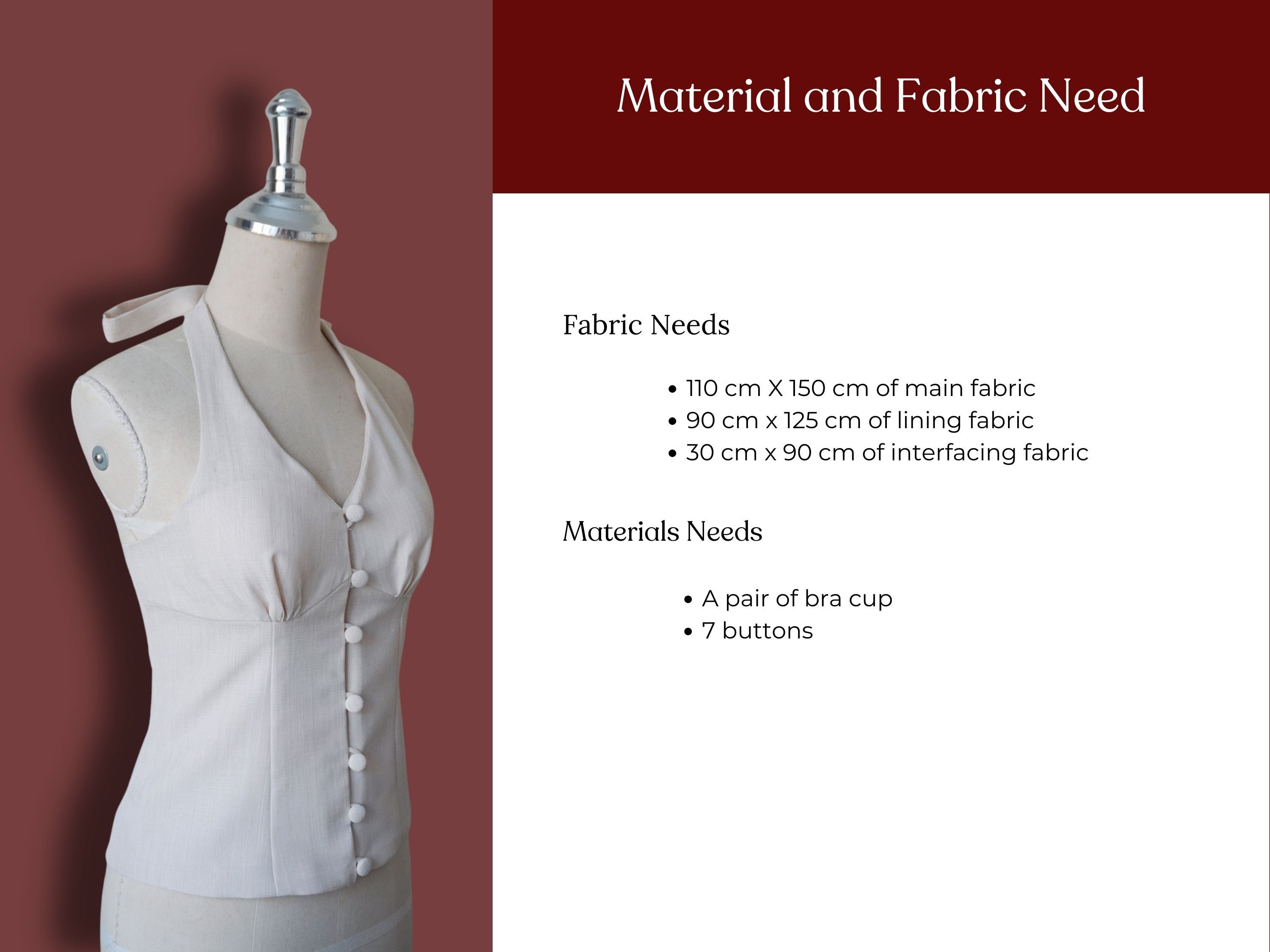 Halter Neck Crop Top Sewing Pattern, Halter Top PDF Pattern, Tie Back ...