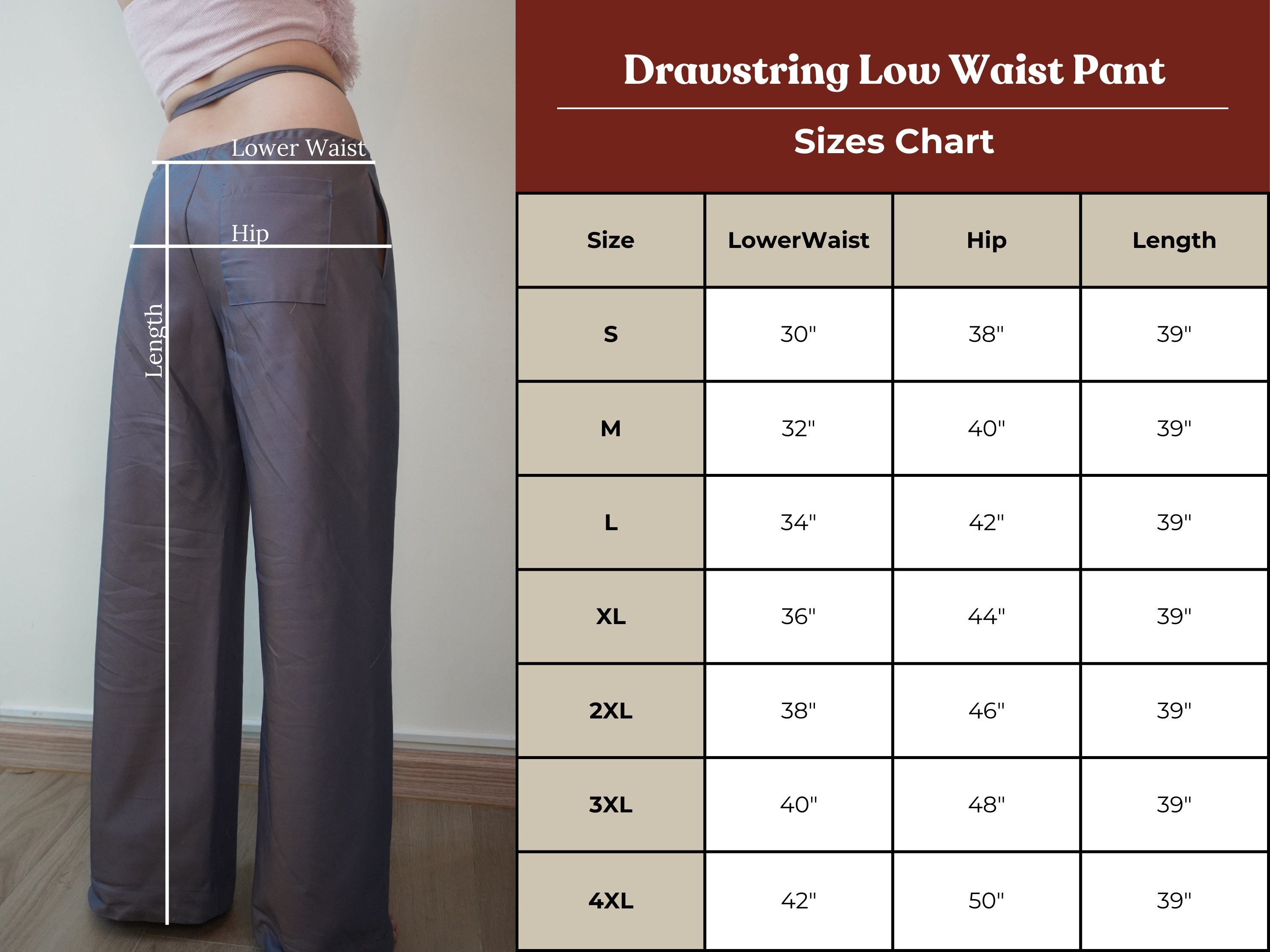 Low-waisted Drawstring Pant Sewing Pattern | Straight Leg (PDF Pattern ...