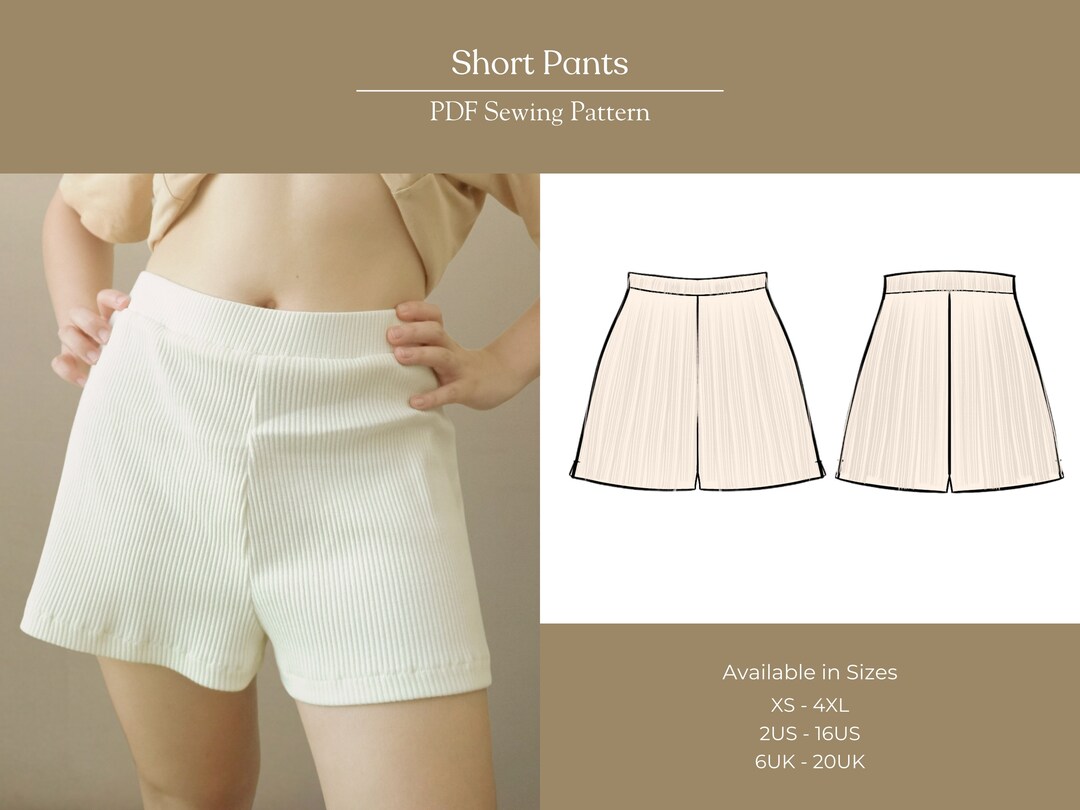 Booty Shorts Sewing Pattern , Elastic Waisted Shorts Sewing Pattern PDF ...