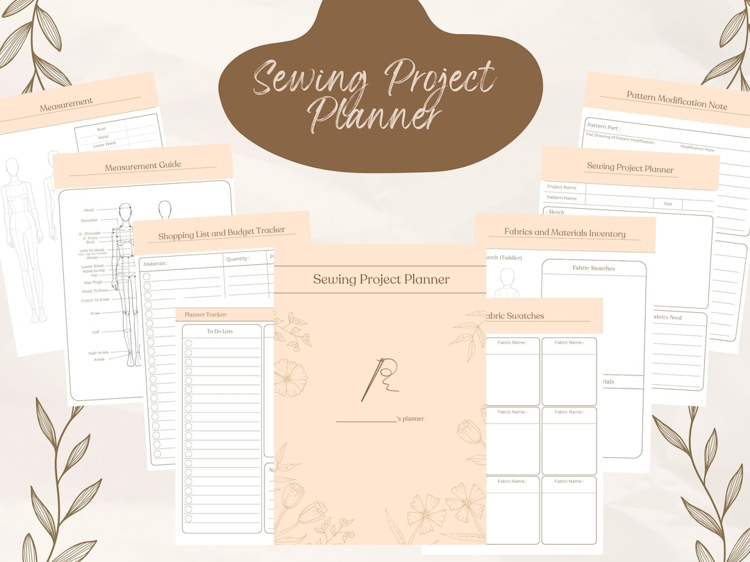 Digital Sewing Planner , PDF Sewing Tracker , Printable Fashion ...