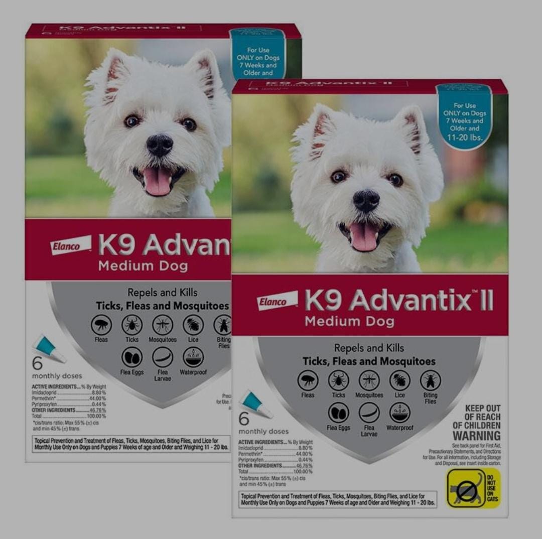 Elcano K9 Advantix Spot on Flea Treatment for Medium Dogs 11 - 20 Lbs , 6 Months Doses - Etsy