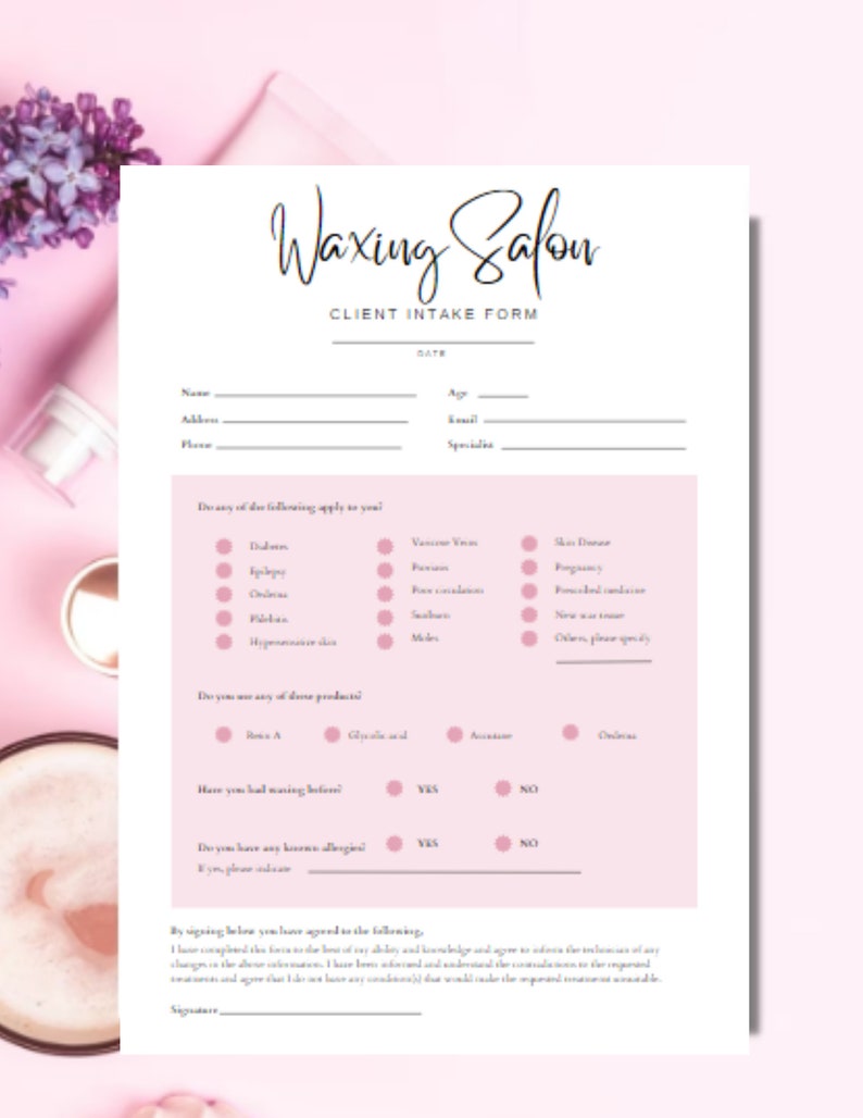 Waxing Client Intake Form, Editable and Printable Digital - Etsy