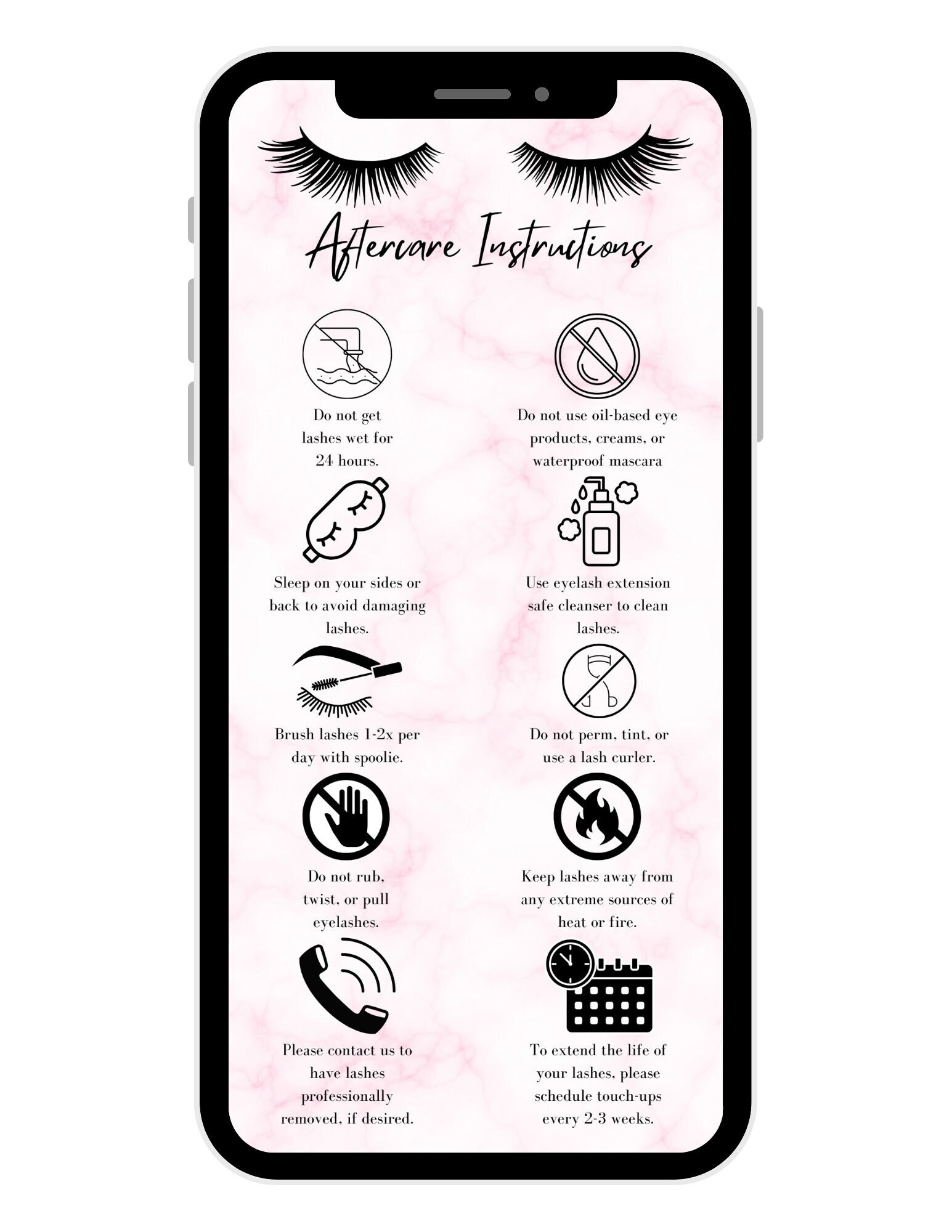 Lash Extension Aftercare, Editable and Printable Digital, Textable - Etsy