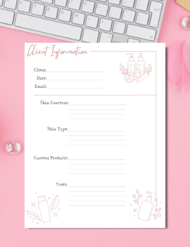 Skin Analysis Form for Estheticians. Document Skin Type, Skin ...