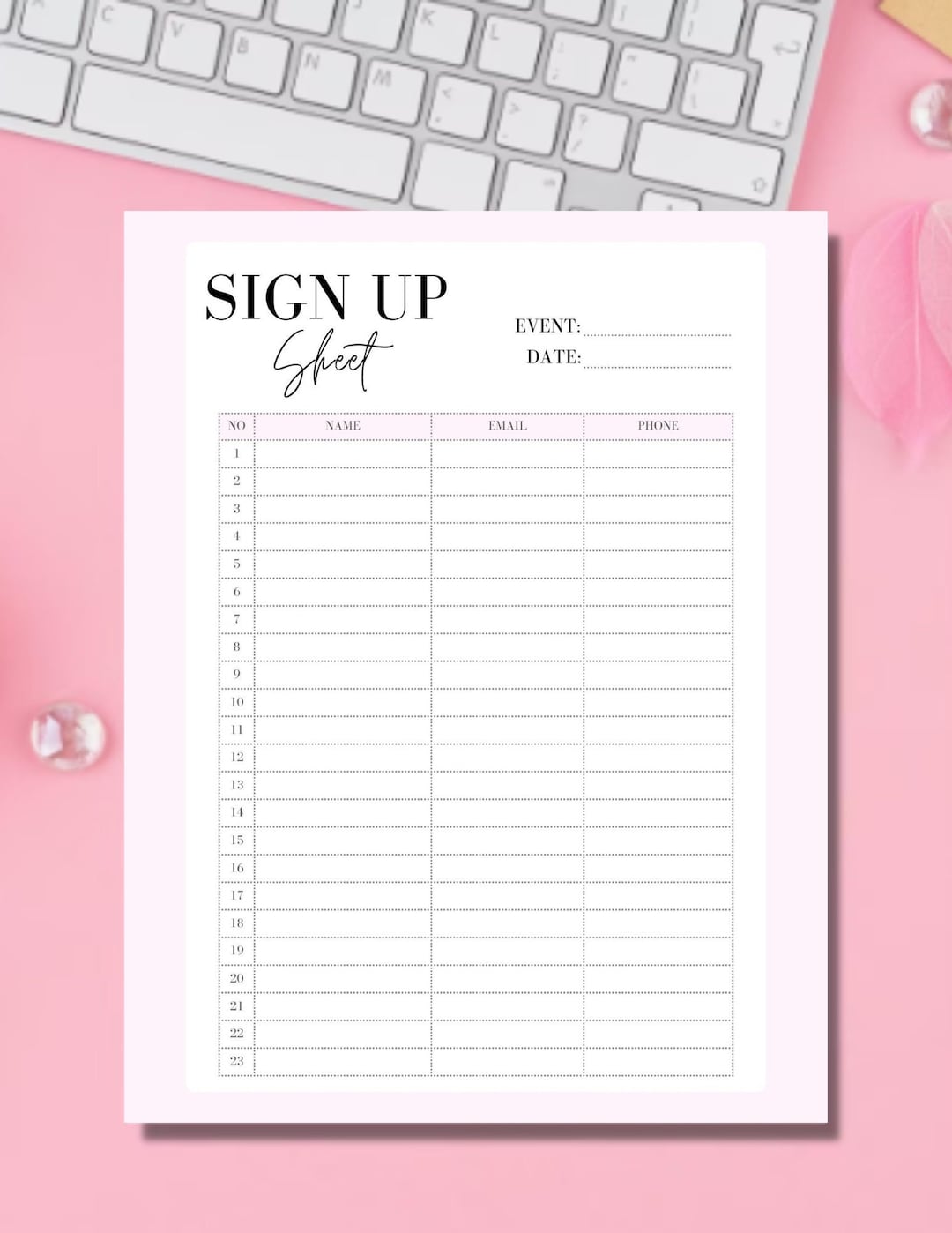 Sign up Sheet Form, Editable and Printable Digital - Etsy