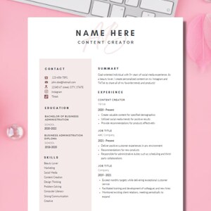 Content Creator Resume Editable and Printable - Etsy