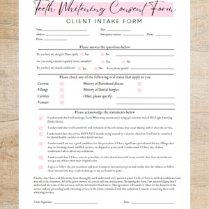Teeth Whitening Consent Form, Editable and Printable Digital - Etsy