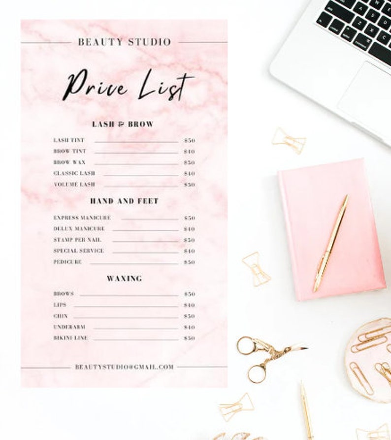 Price List Form Editable and Printable Digital - Etsy Canada