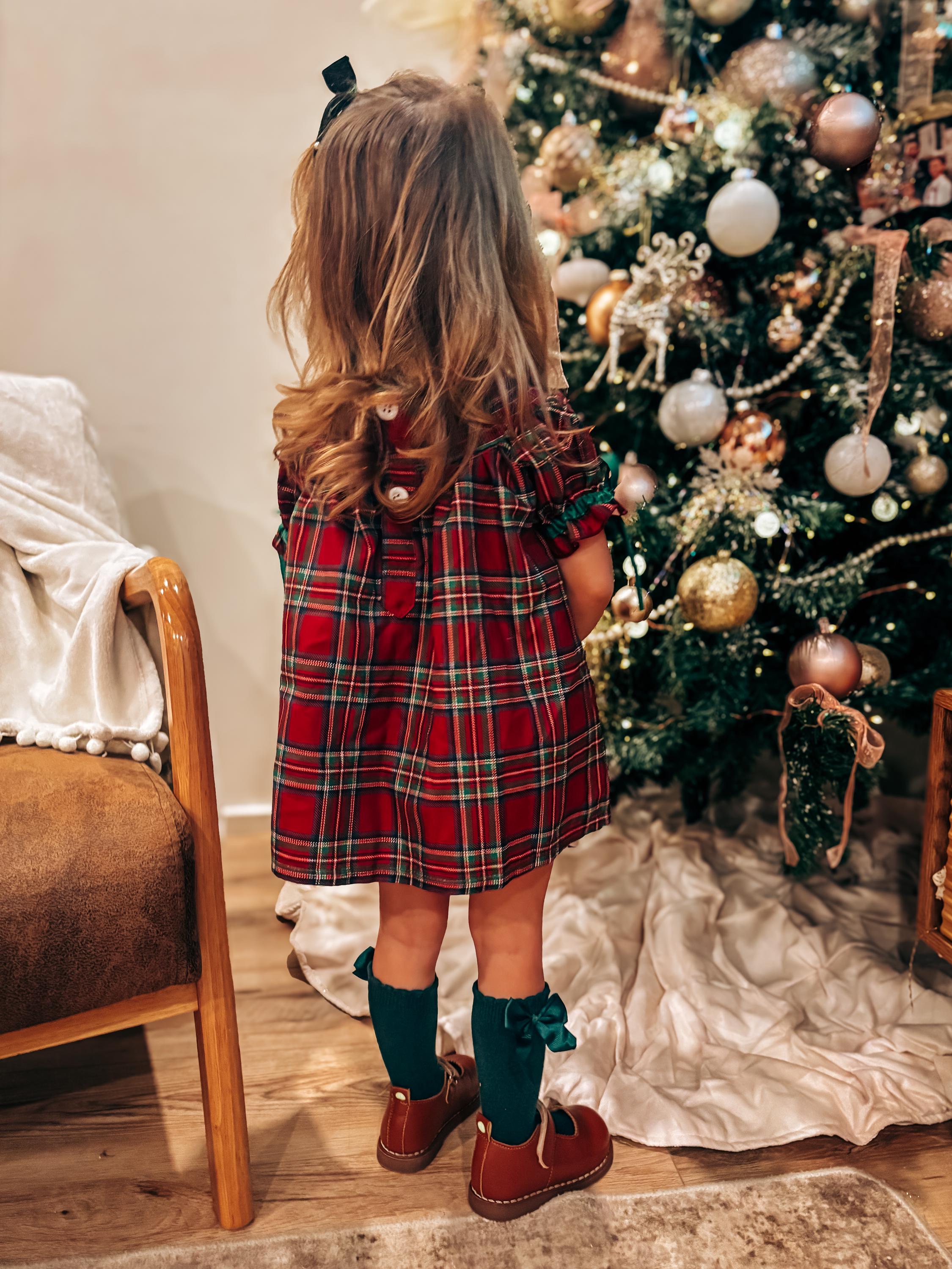 Classic Christmas Cutie Tartan Plaid Diaper Set Toddler Smocked Outfit ...