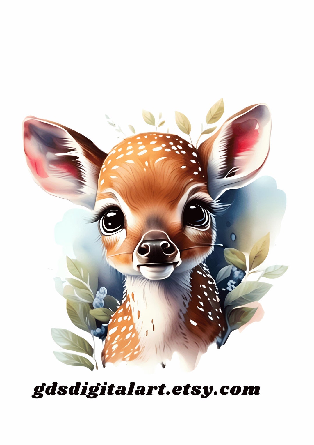 Enchanting Watercolor Baby Deer Clip Art 24 High Quality Jpgs and Png ...